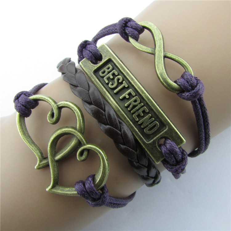 Double Heart Eight Wax String Fashion Bracelet on Luulla