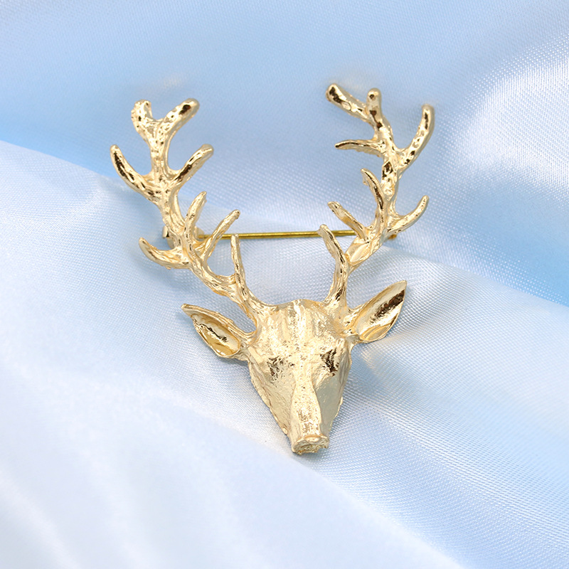 Golden Antlers Elk Christmas Brooch on Luulla