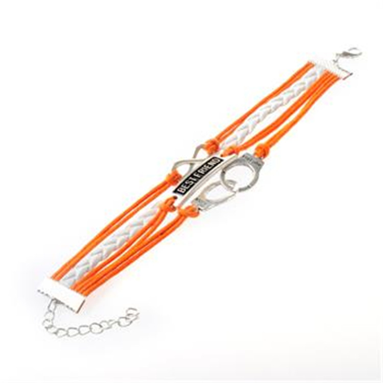 Fashion Bestfriend Handcuffs Leather Cord Bracelet on Luulla