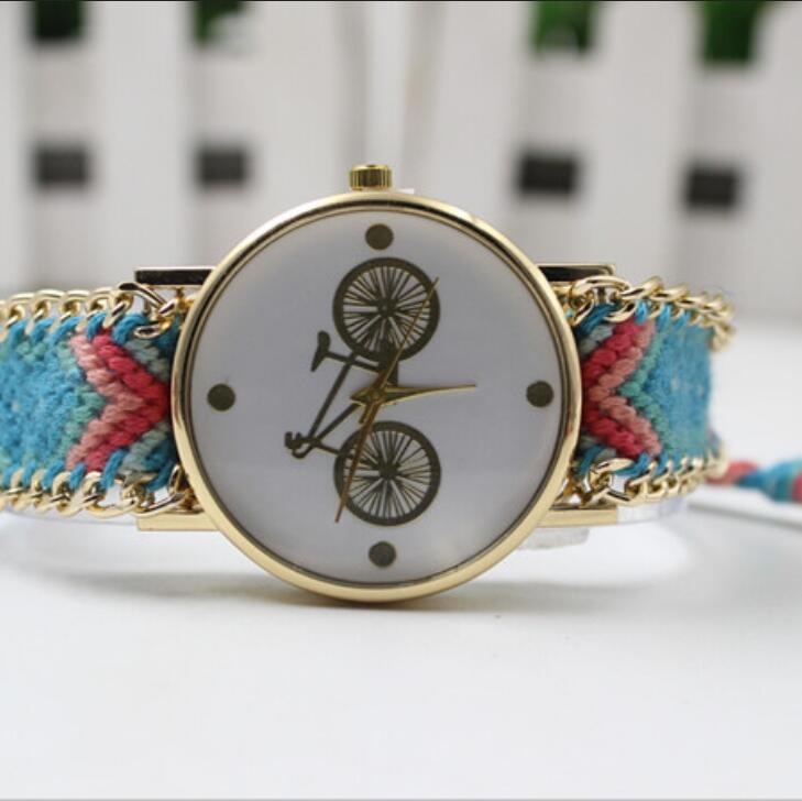 Bicycle Print Colorful Woven Watch on Luulla