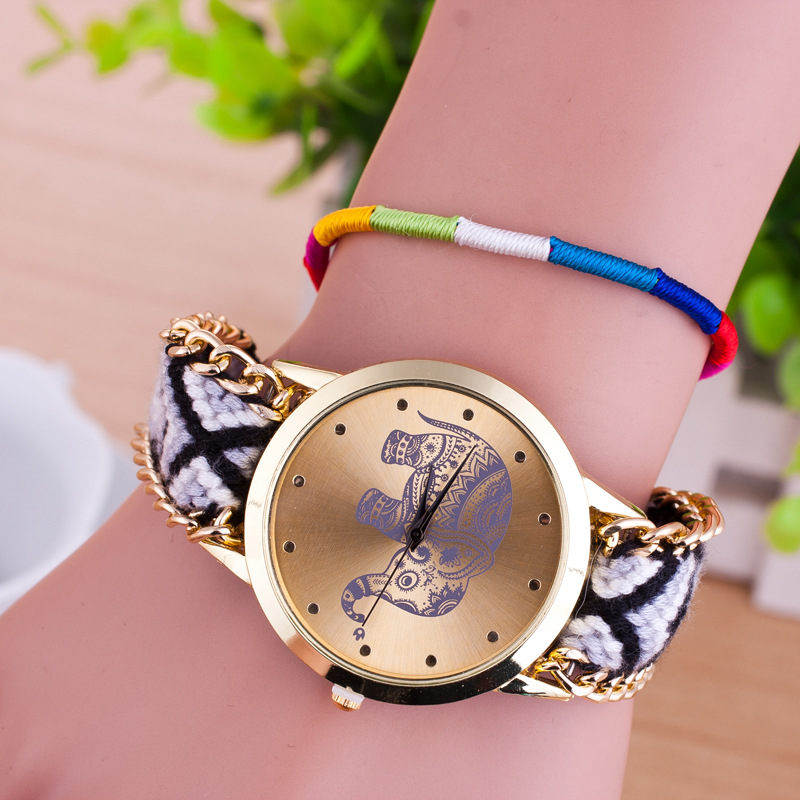 Hand-woven Elephant Rope Bracelet Watch on Luulla