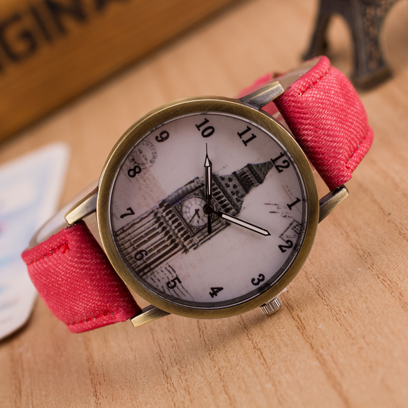 Denim Retro Big Clock Tower Watch on Luulla