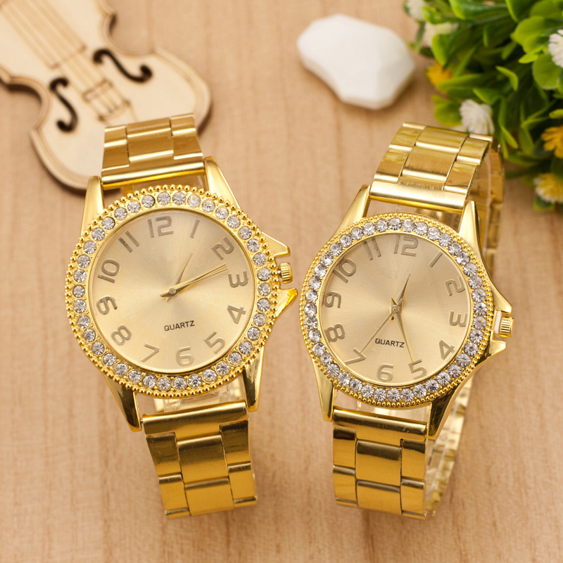 Golden Crystal Alloy Strap Watch on Luulla