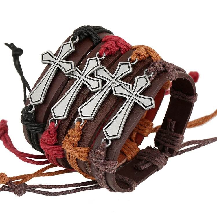 Personality Cross Woven Bracelet Set on Luulla