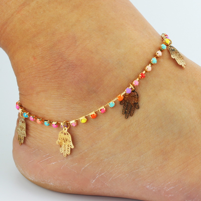 Colorful Crystal Hands Women's Anklet on Luulla