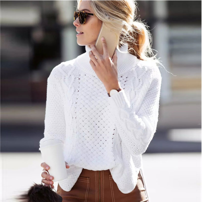 High Neck Pull Over High Slitting Sweater on Luulla