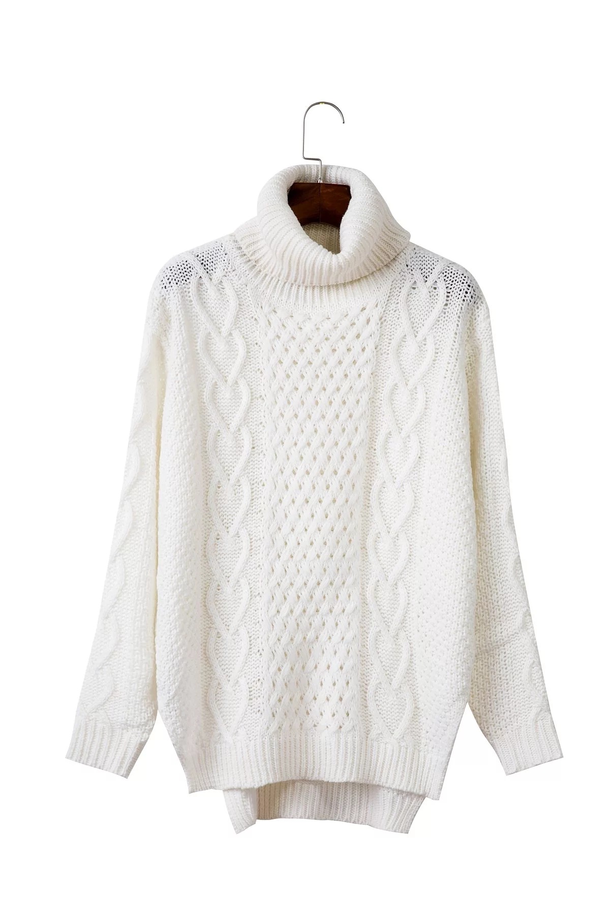 High Neck Pull Over High Slitting Sweater on Luulla