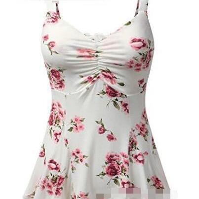 White Flower Printed Tank Top on Luulla