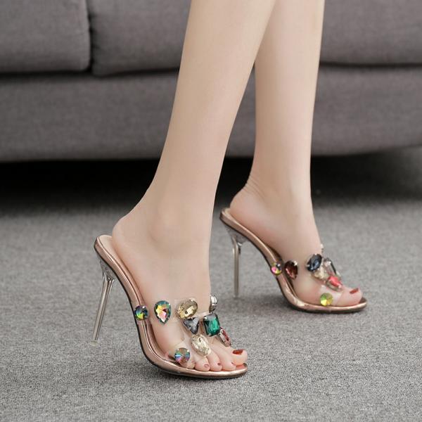 Colorful Rhinestone Crystal Slippers-champagne on Luulla