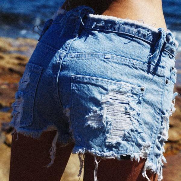 Ripped Rough Edges Holes Irregular Shorts on Luulla