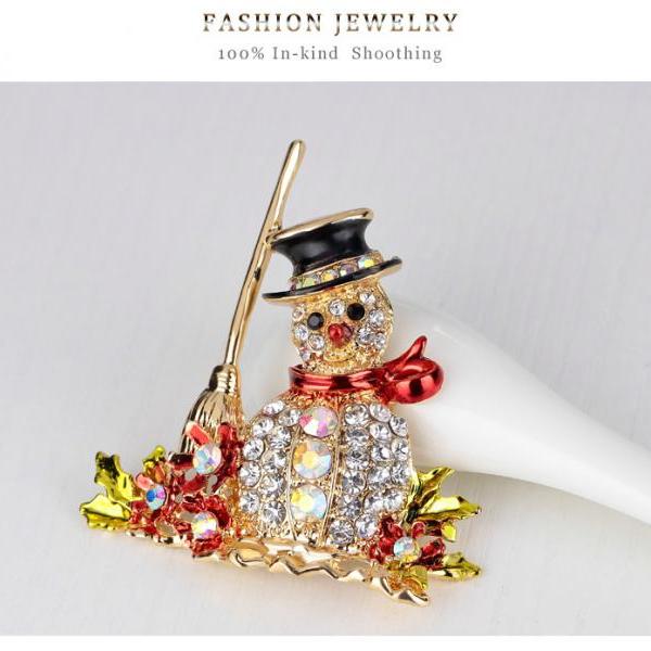 High-grade Diamond Snowman Brooch on Luulla