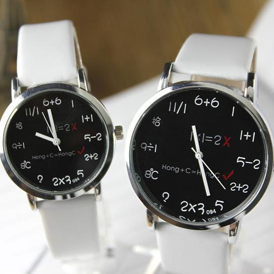 Fashion Big Dial Couple Leather Watch on Luulla