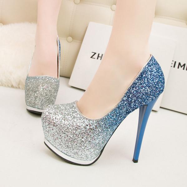 Gradient Sequins Platform Super Stiletto High Heels on Luulla