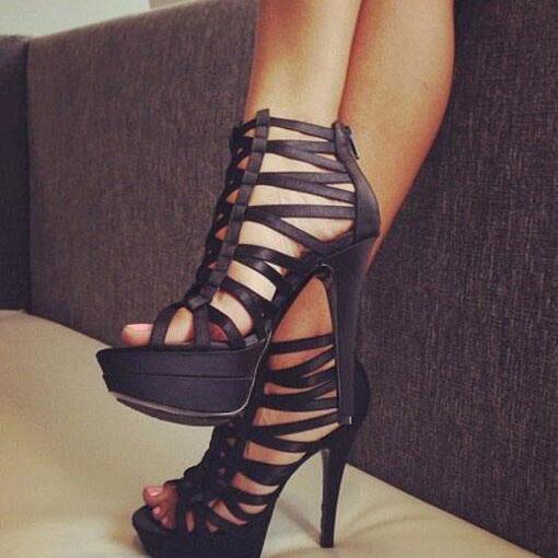 Straps Cut Out Open Toe Platform Stiletto High Heels Sandals on Luulla