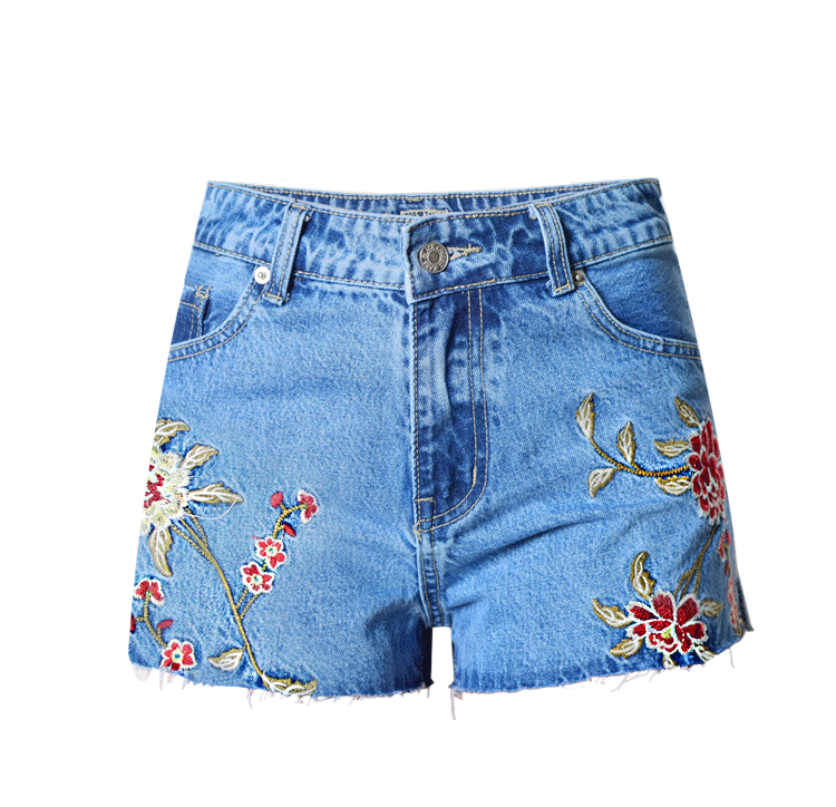High Waist Embroidery Flower Split Shorts on Luulla