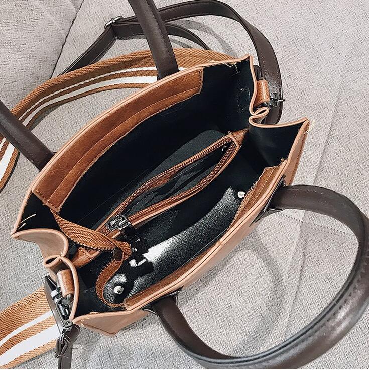 Wide Shoulder Straps Solid Color Women Satchel on Luulla