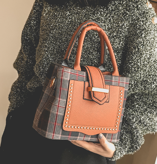 Stylish Belt-decorated Color Block Women Satchel on Luulla