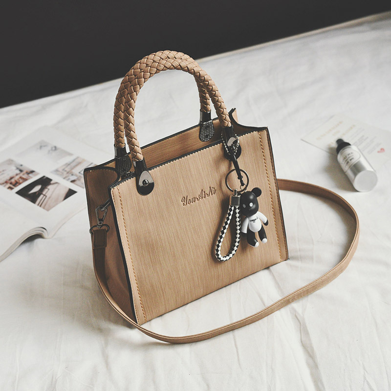 Solid Color Thread Zipper Women Satchel on Luulla