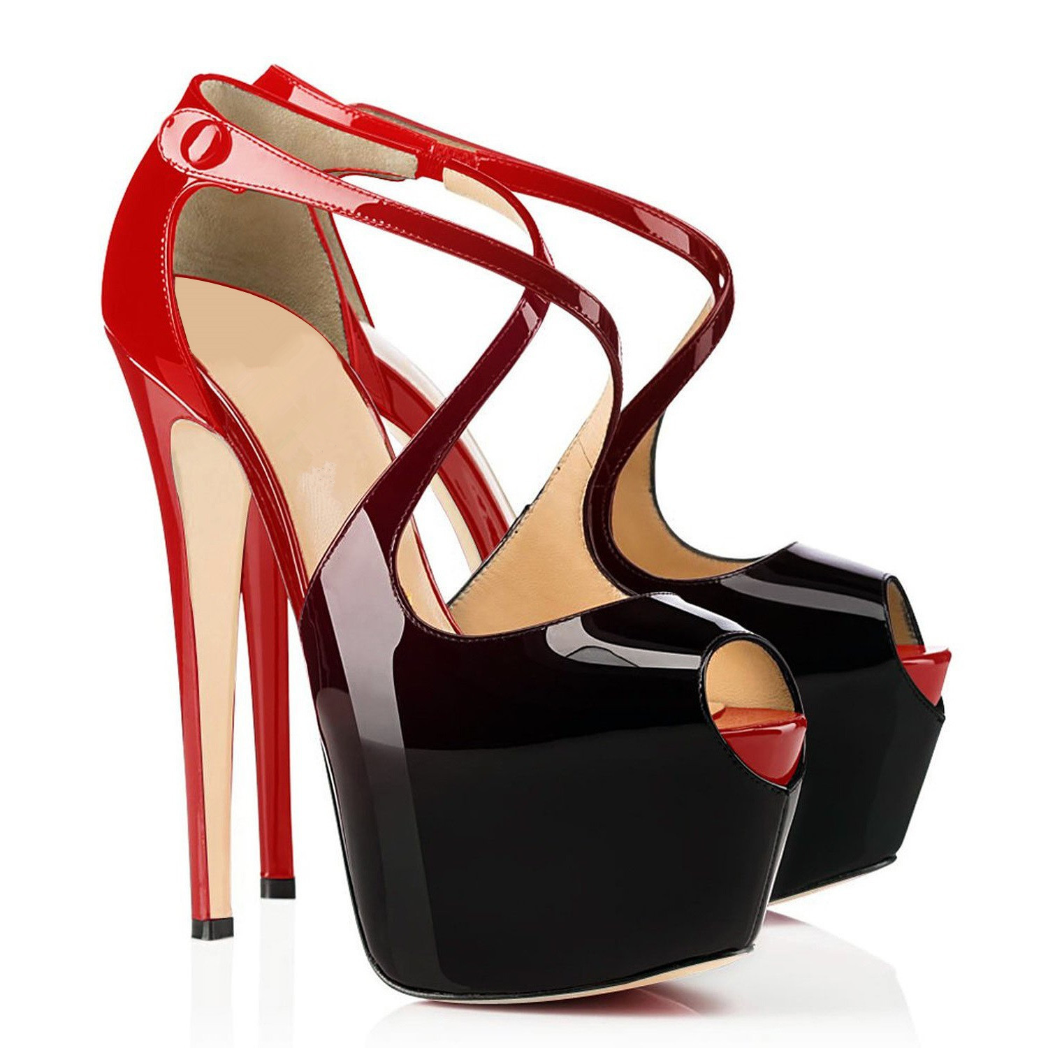 Gradient Color Super High Stiletto Heel Peep-toe Platform Sandals on Luulla