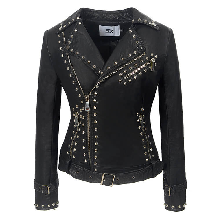 Fashion Rivet Studded Moto Jacket on Luulla