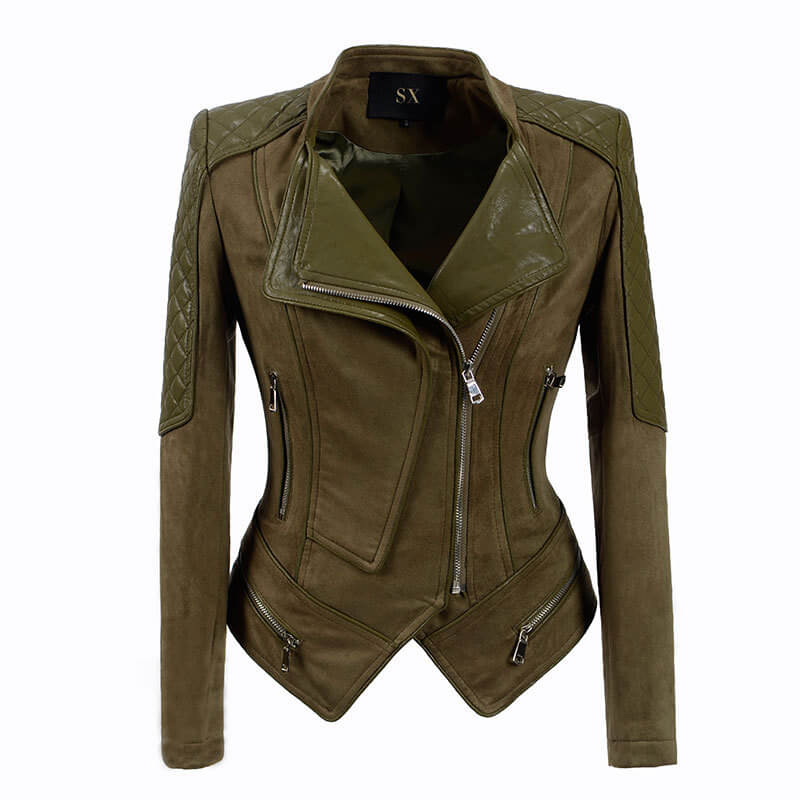 Neutral Leather Splice Moto Jacket on Luulla