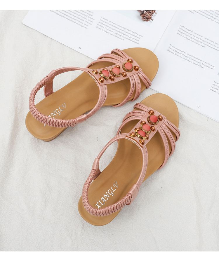 Seaside Roman Wedge Heel Sandals-Pink on Luulla
