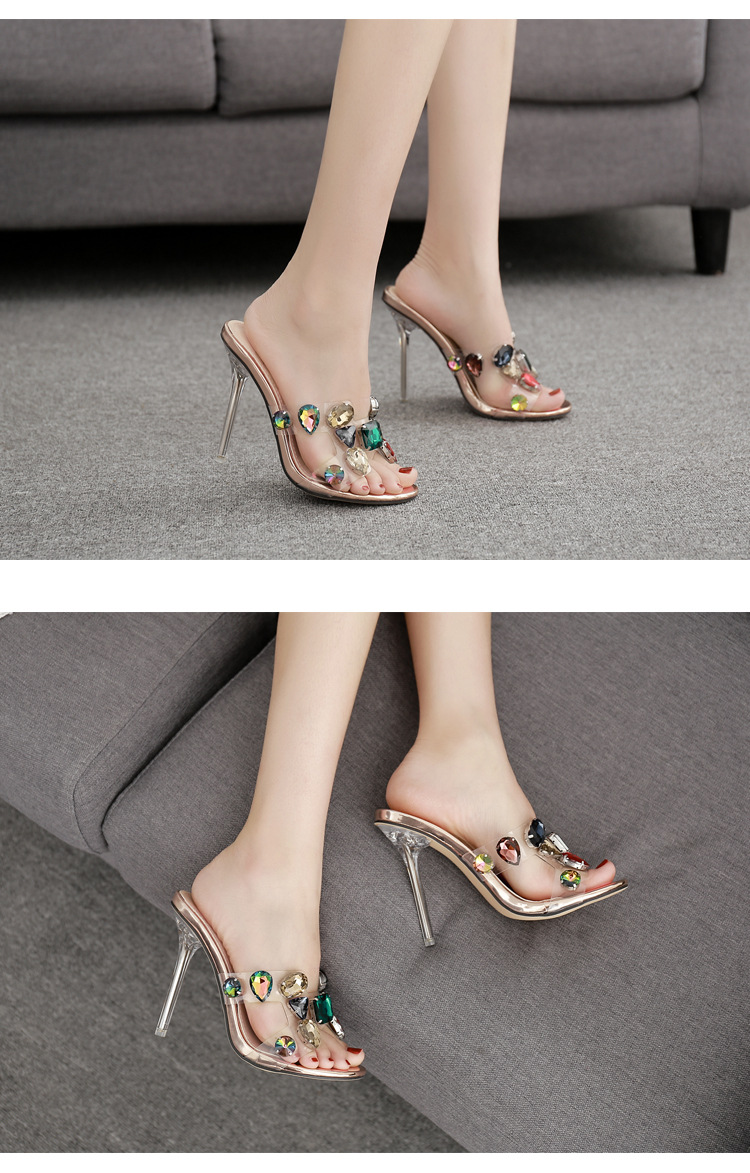 Colorful Rhinestone Crystal Slippers-champagne on Luulla