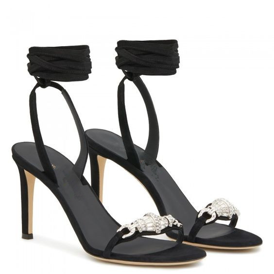 Solid Suede Scorpion Decorative Sexy Strap High Heel Sandals-black on ...