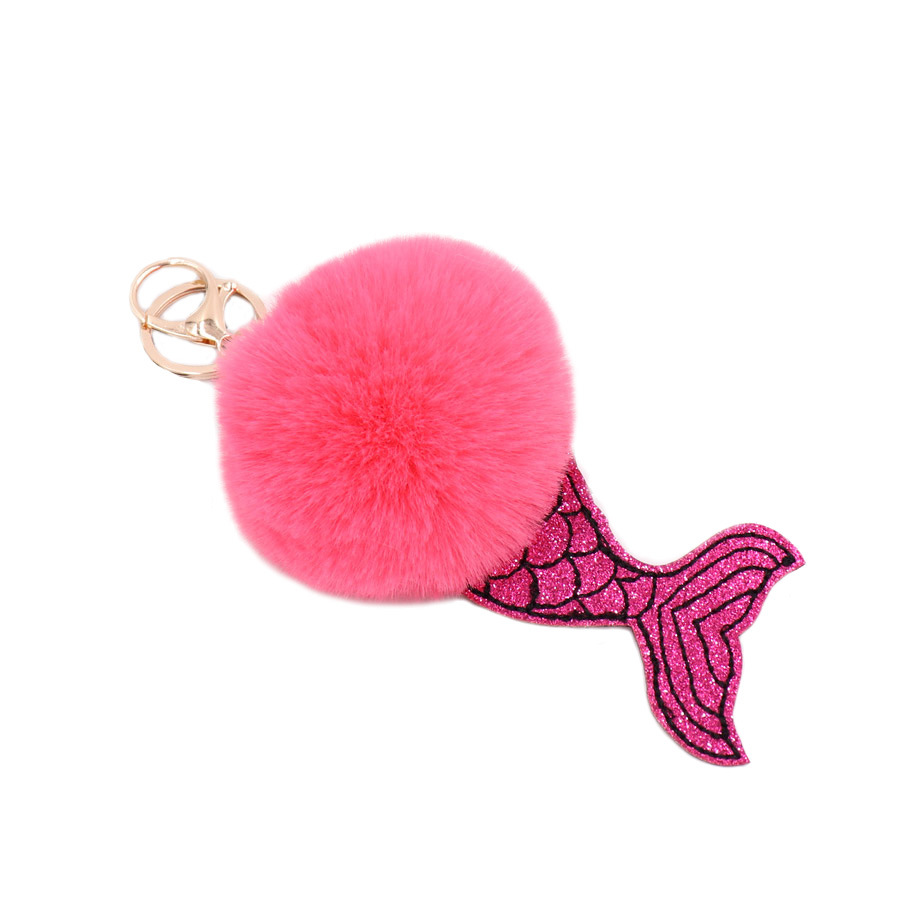 Mermaid Key Chain Imitation Rex Rabbit Hair Ball Bag Key Chain Fish ...