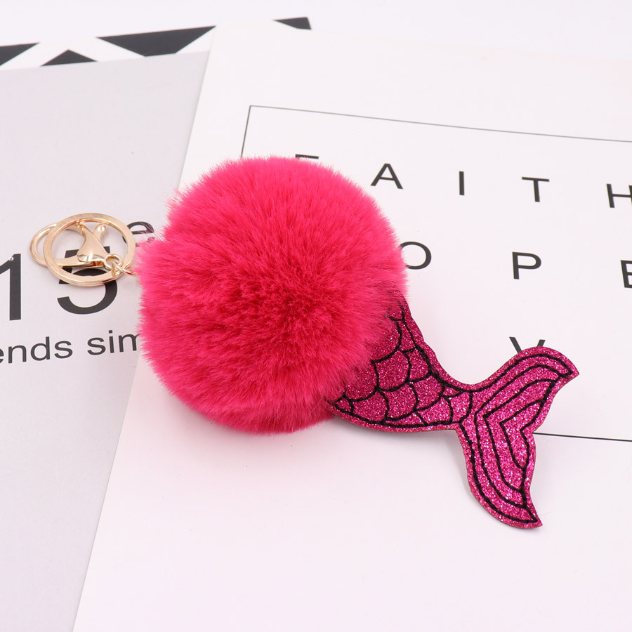 Mermaid Key Chain Imitation Rex Rabbit Hair Ball Bag Key Chain Fish ...