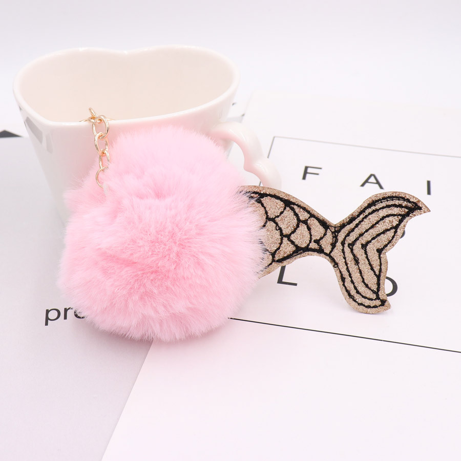 Mermaid Key Chain Imitation Rex Rabbit Hair Ball Bag Key Chain Fish ...
