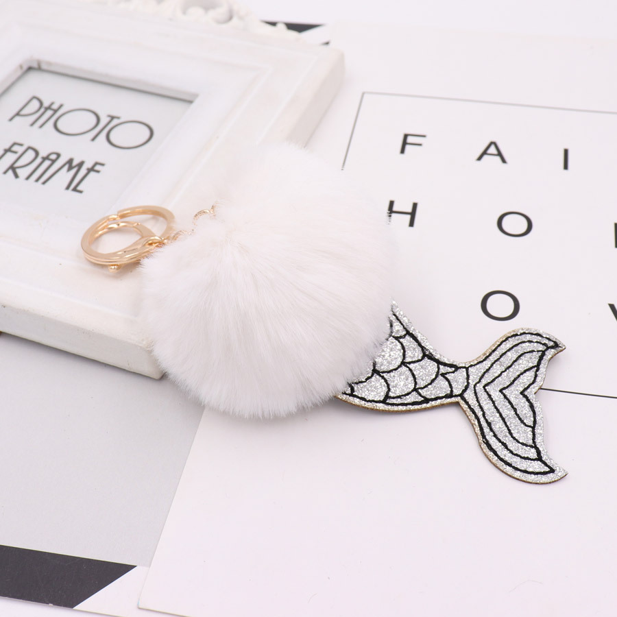 Mermaid Key Chain Imitation Rex Rabbit Hair Ball Bag Key Chain Fish ...