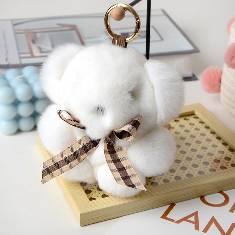 Rex Rabbit Hair Cute Bear Pendant Plush Bag Pendant-3 on Luulla