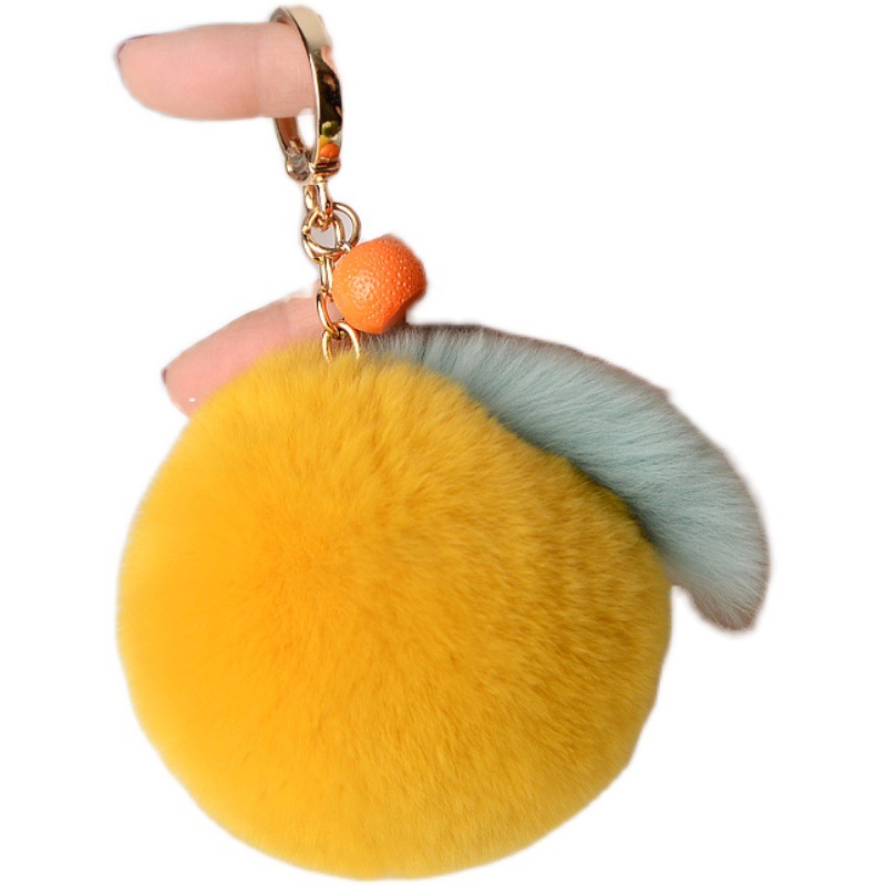 Small Sweet Orange Rex Rabbit Wool Orange Bag Pendant-5 on Luulla