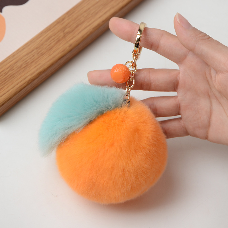 Small Sweet Orange Rex Rabbit Wool Orange Bag Pendant-8 on Luulla