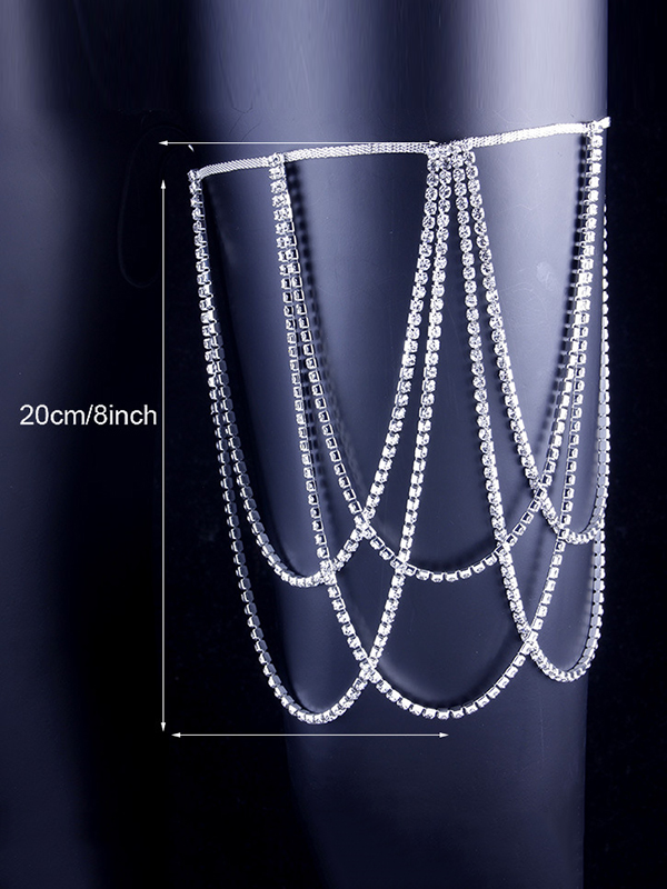 Silver Normcore Simple Rhinestone Body Chain Accessories on Luulla