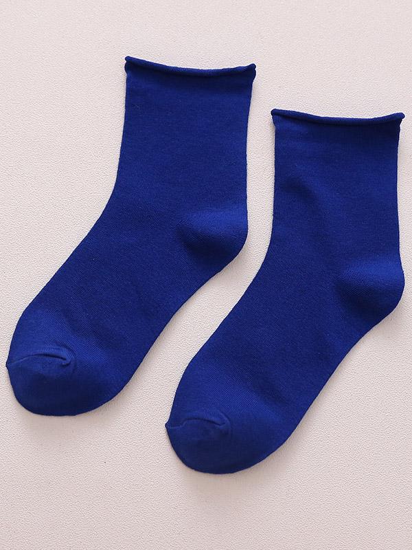 Royal Blue Solid Color Rolled Socks on Luulla