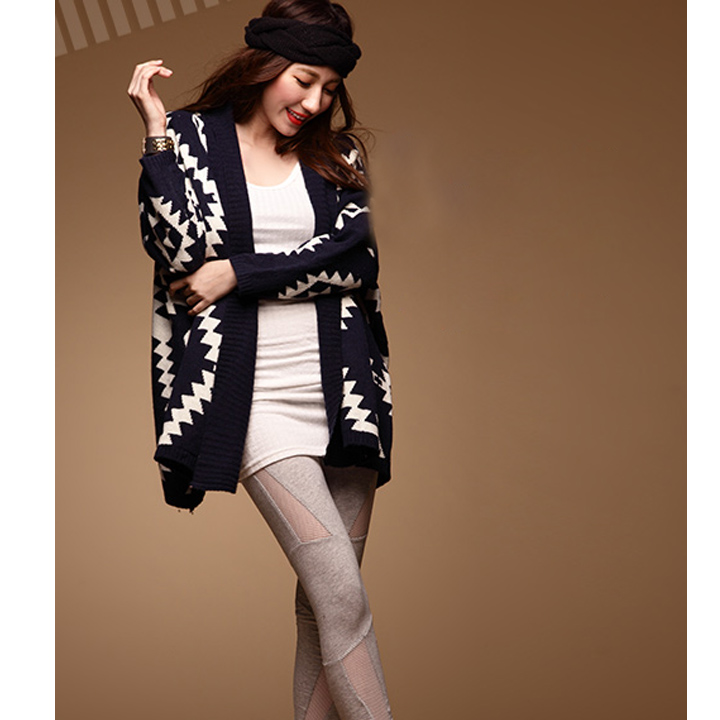 Geometric Pattern Open Loose Cape Cardigan on Luulla