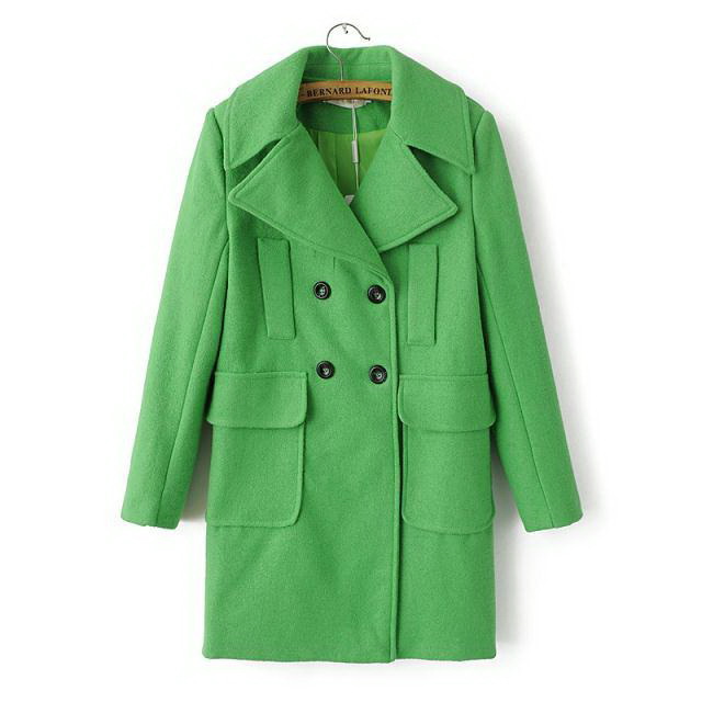 Lapel Double Breast Long Woolen Coat on Luulla