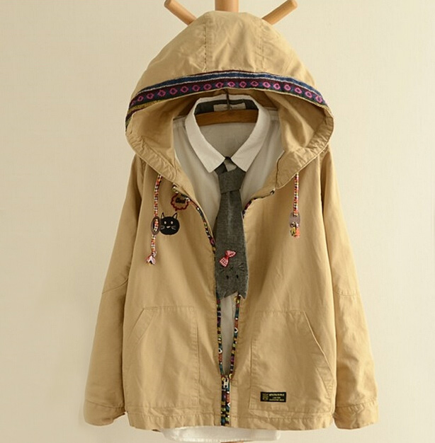 Fashion Cat Print Coat With Hat on Luulla