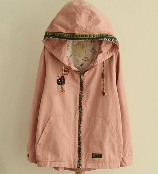 Fashion Cat Print Coat With Hat on Luulla