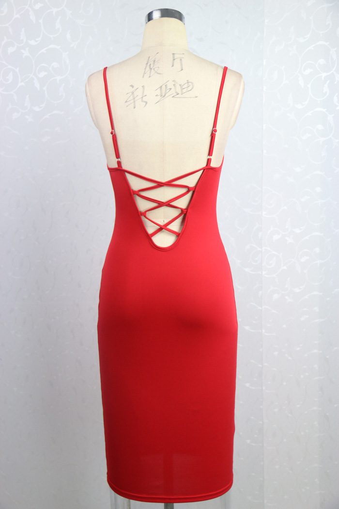 Backless Spaghetti Bodycon Ankle-length Dress on Luulla