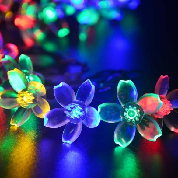 7m 50 Led Solar Flower String Light Multi-color Waterproof Christmas ...