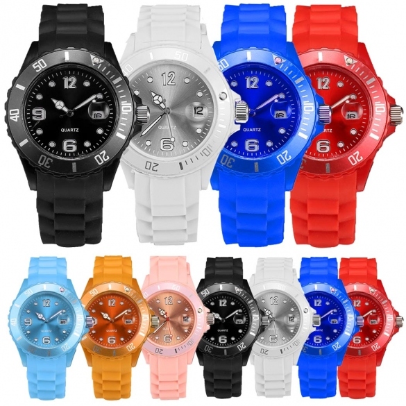 Stylish Boys Girls Mens Women's Watches Wristwatch Rubber Band Analog ...
