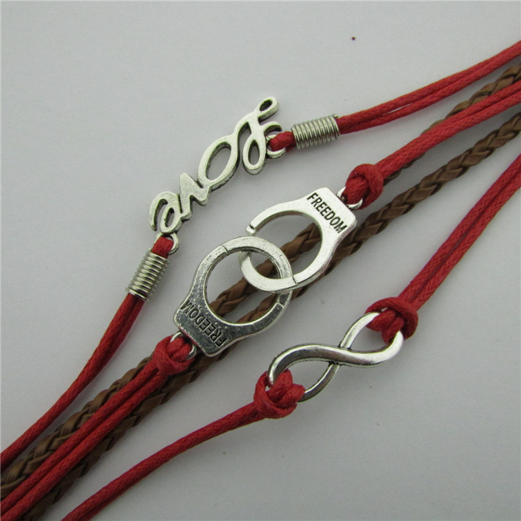 Handcuffs Love 8 Knitting Christmas Leather Bracelet on Luulla