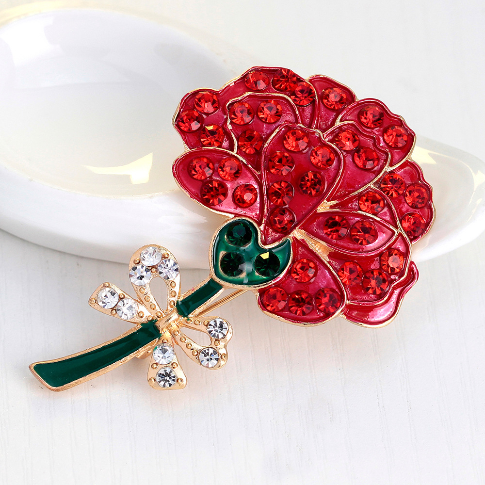 Retro Diamond Red Rose Brooch on Luulla