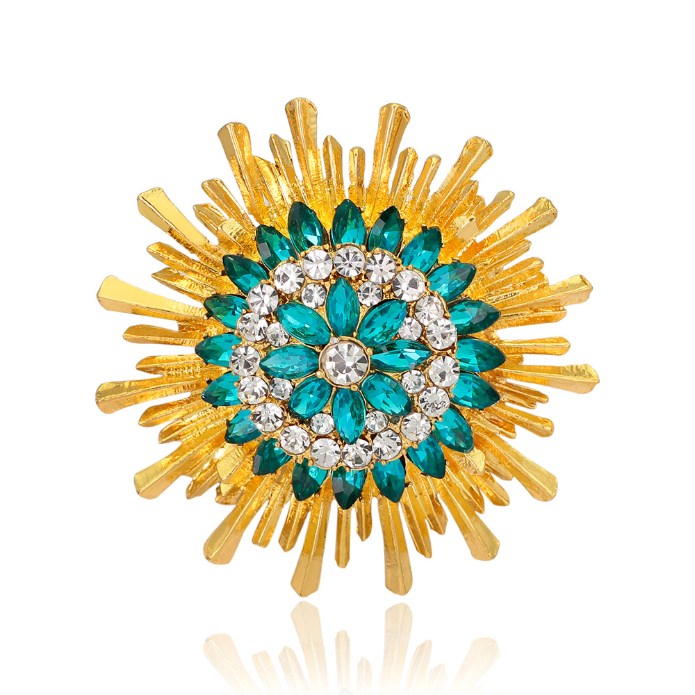 Sapphire Crystal Sunflower Brooch on Luulla