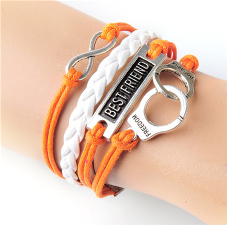 Fashion Bestfriend Handcuffs Leather Cord Bracelet on Luulla