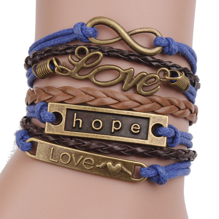 Multielement Leather Cord Woven Bracelet on Luulla