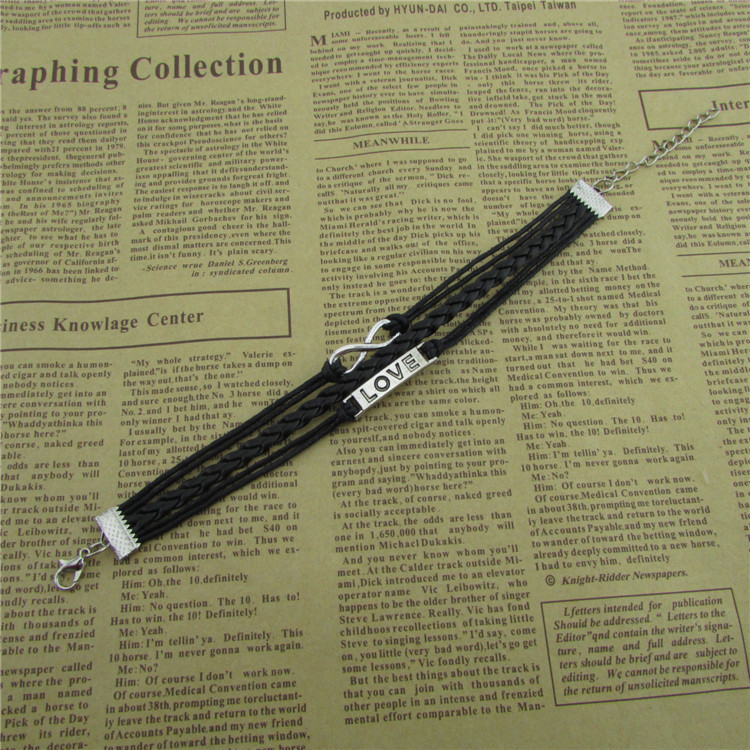 Simple Fashion Love Black Wax String Bracelet on Luulla